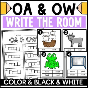 OA OW Write the Room: Task Cards Activity for Long O Oa and Ow ...