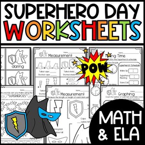 Superhero Day Themed Activities and Worksheets: Back to School Review ...