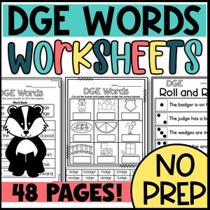 DGE Words Worksheets: Trigraphs Word & Picture Sorts, Matching, Roll ...