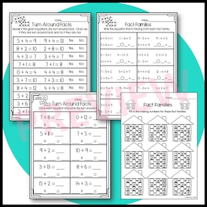 Turn Around Fact and Fact Family Worksheets: First and Second Grade ...
