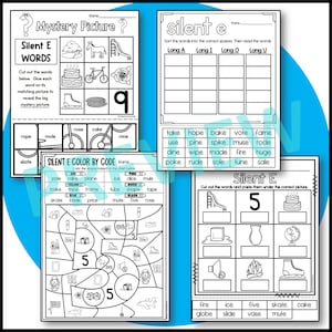 Long Vowel Silent E Worksheets: First Grade Kindergarten Second Grade ...