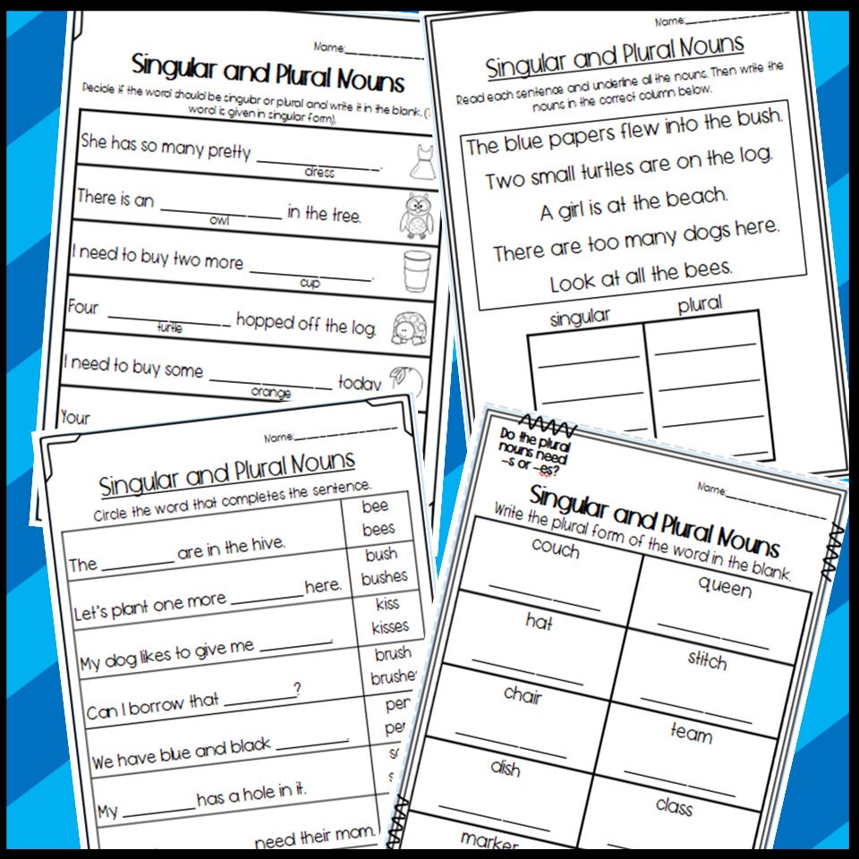 Singular and Plural Noun Worksheets: First and Second Grade - Etsy