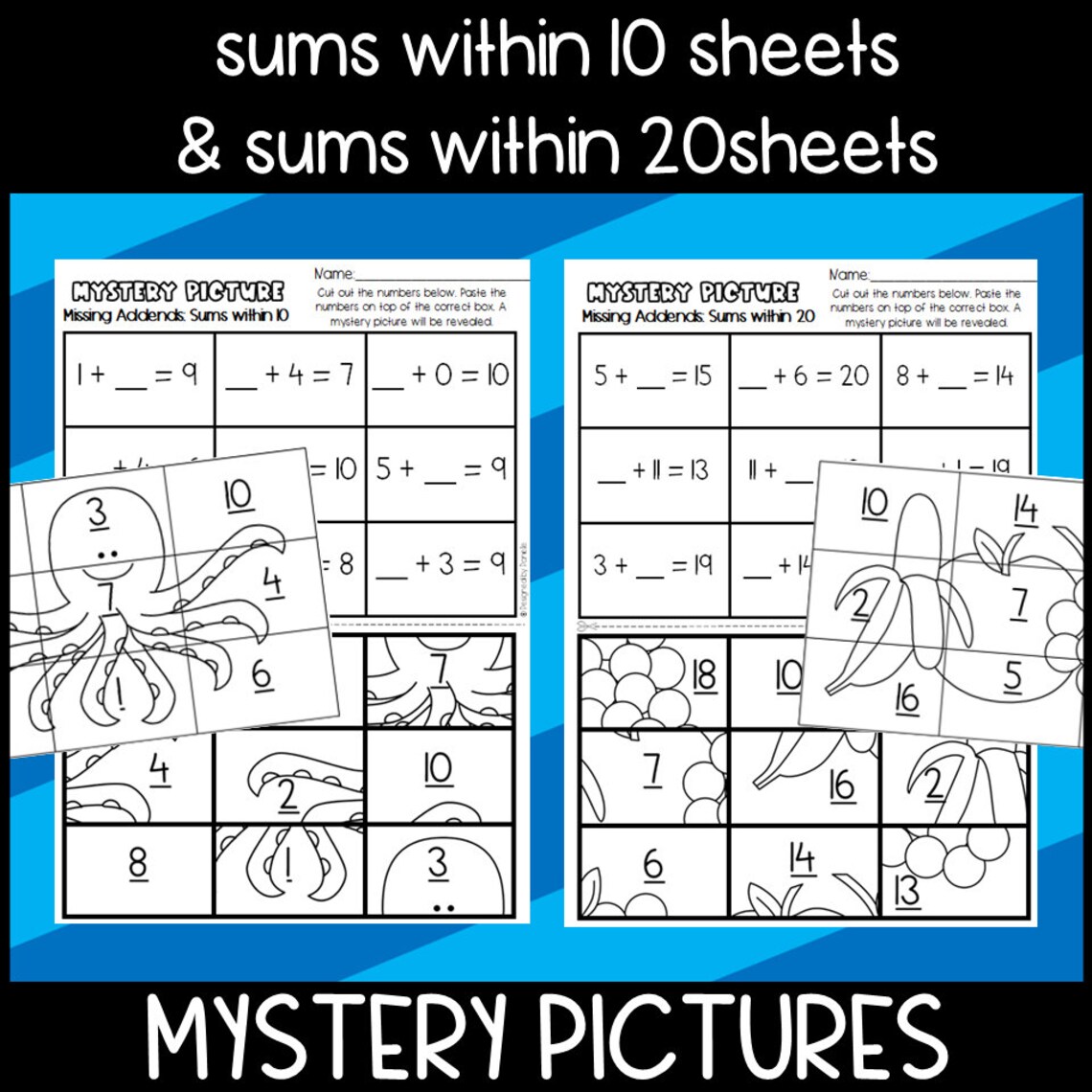 Missing Addend Worksheets: Dominoes Part Part Whole and - Etsy