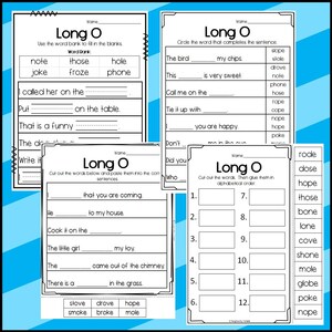 Long O, Silent E Worksheets Cvce Words Magic E Sneaky E Activities Long ...