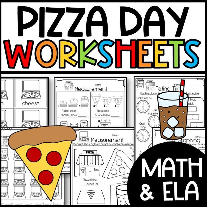 Pizza Day Themed Activities and Worksheets: Back to School Review Math ...
