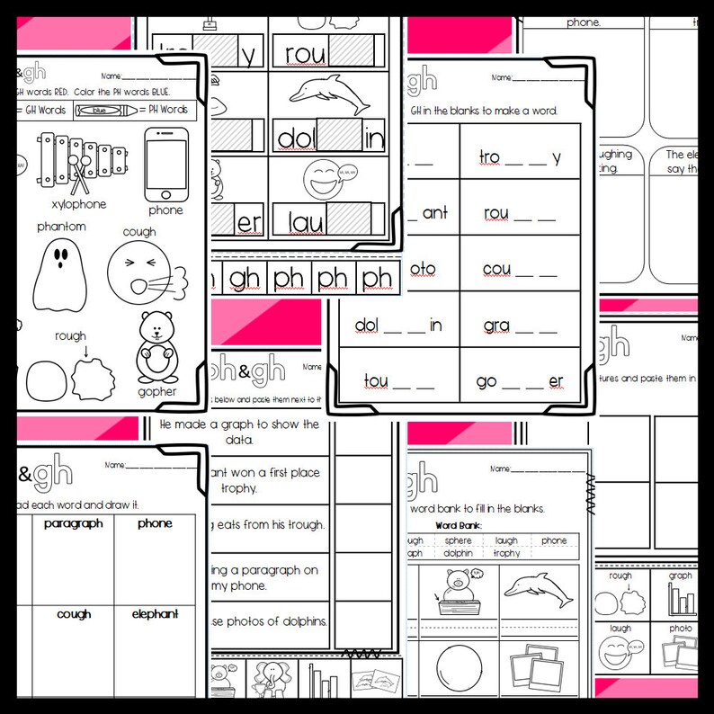 PH and GH Worksheets: Cut and Paste Sorts, Cloze, Read and Draw and ...