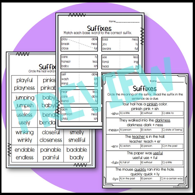 Suffix Worksheets: First and Second Grade Printable Worksheets to Work ...