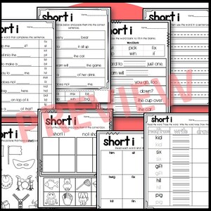 Short I Worksheets: Short Vowel Practice Review Supplement No Prep ...