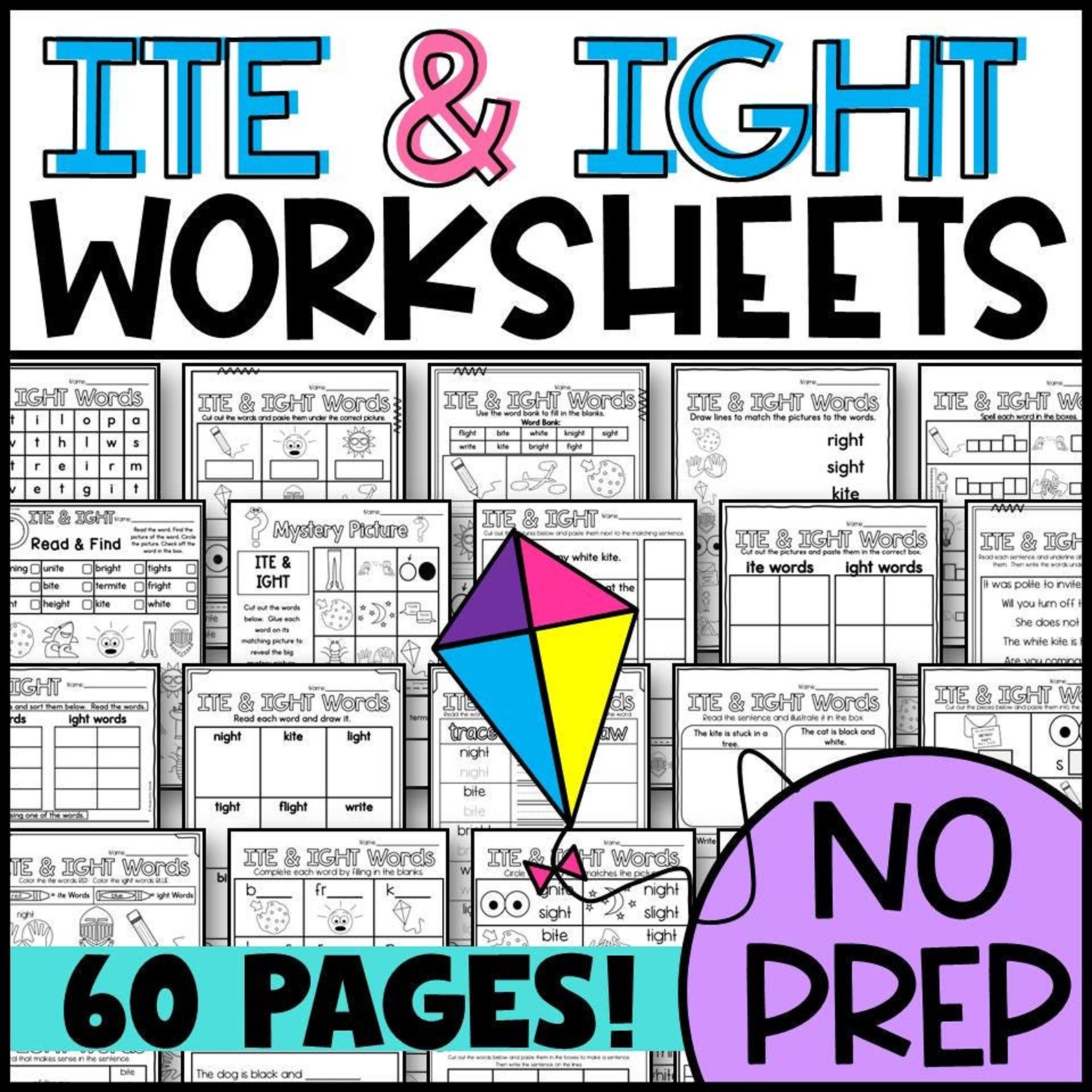 Ite And Ight Worksheets Picture And Word Sorts Cloze Matching Mystery