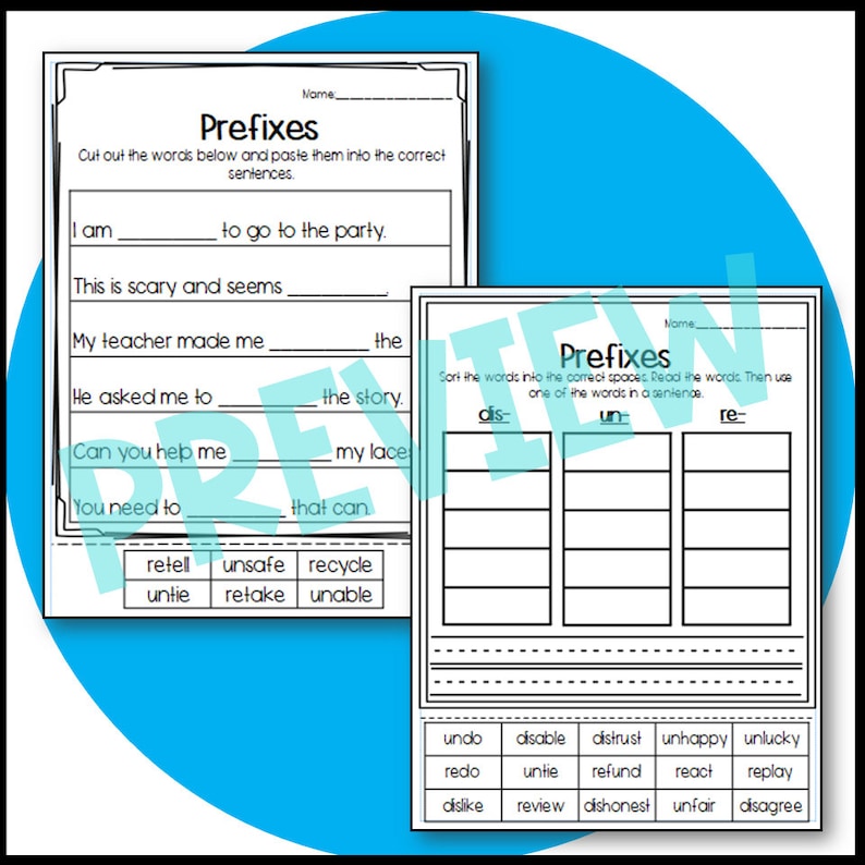 Prefix Worksheets: First and Second Grade Printable Worksheets to Work ...