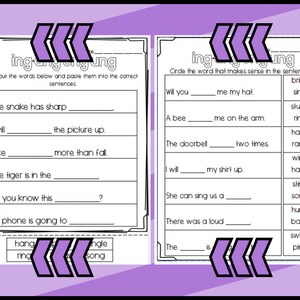 Ing Ang Ong and Ung Phonics Worksheets: Printable First Grade - Etsy