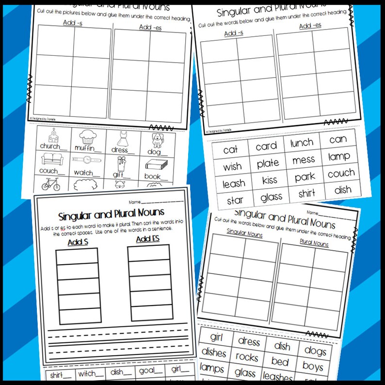 Singular and Plural Noun Worksheets: First and Second Grade - Etsy