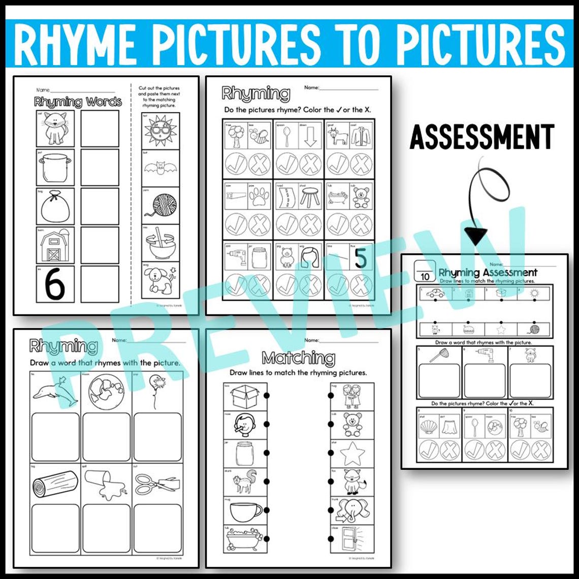 Rhyming Worksheets Kindergarten: Rhyming Cut and Paste Rhyming ...