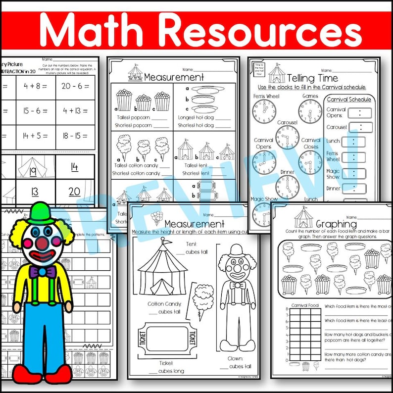 Carnival Day Themed Activities and Worksheets: Back to School Review ...