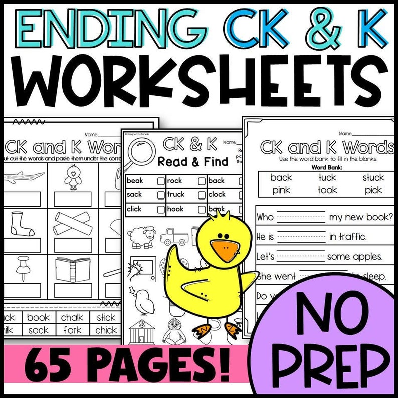 Ending CK and K Worksheets and Sorts, Color by Code, Mystery Pic, Roll ...