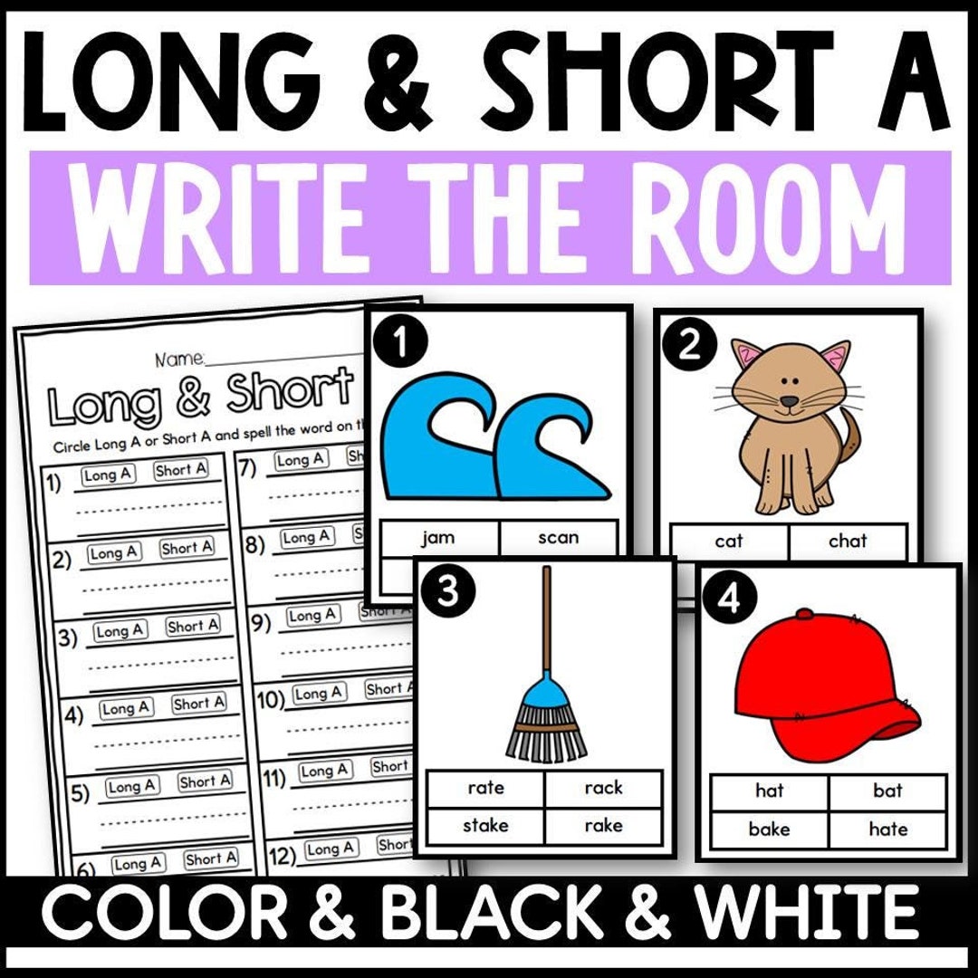 Long and Short A Write the Room: Long Vs Short A Task Cards Long A ...