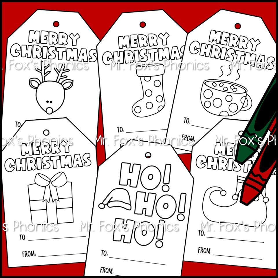 Printable Coloring Christmas Gift Tags: Color Your Own Christmas Gift ...
