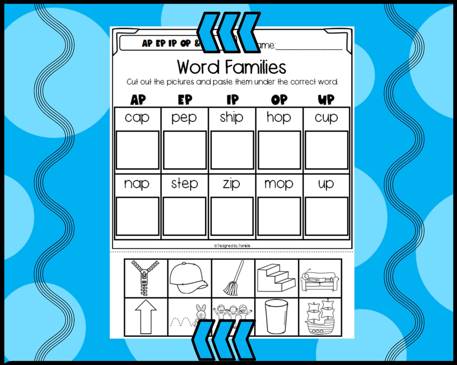 Word Families Cut and Paste Phonics Worksheets: Printable - Etsy
