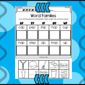 Word Families Cut and Paste Phonics Worksheets: Printable - Etsy