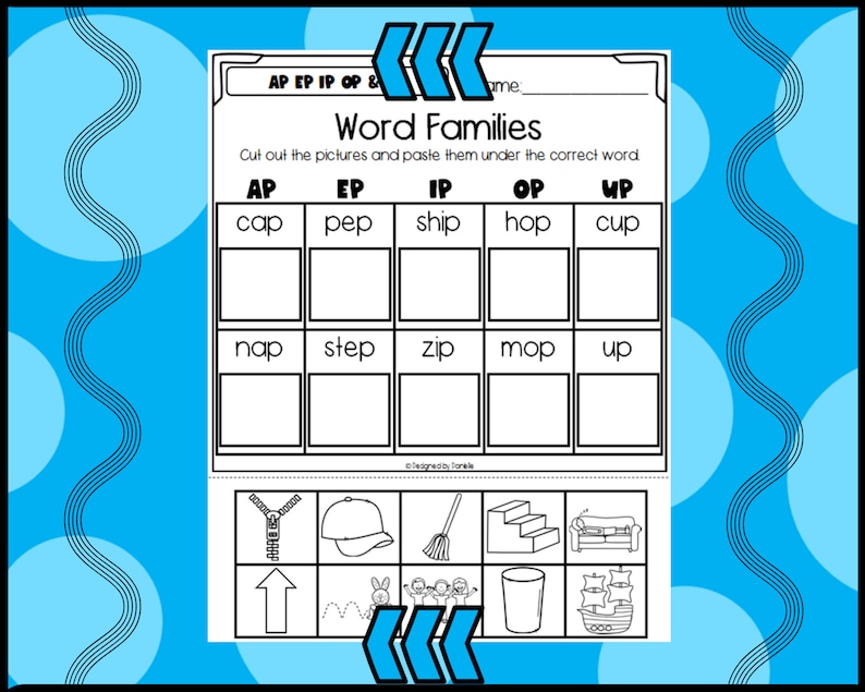 Word Families Cut and Paste Phonics Worksheets: Printable - Etsy
