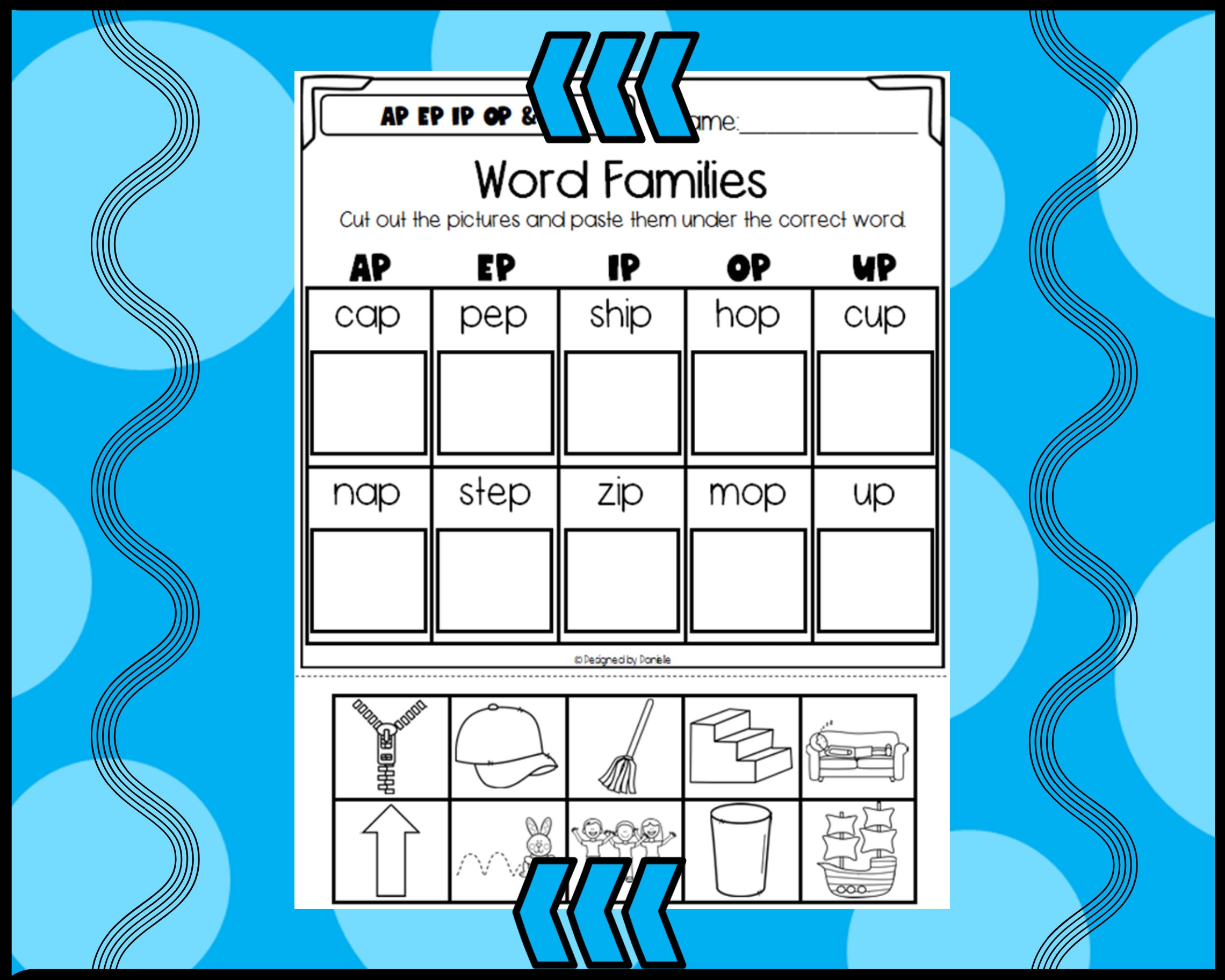 Word Families Cut and Paste Phonics Worksheets: Printable - Etsy