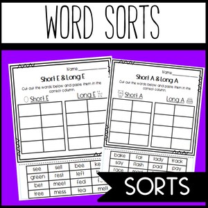Long and Short Vowel Sorts A E I O and U: First Grade - Etsy