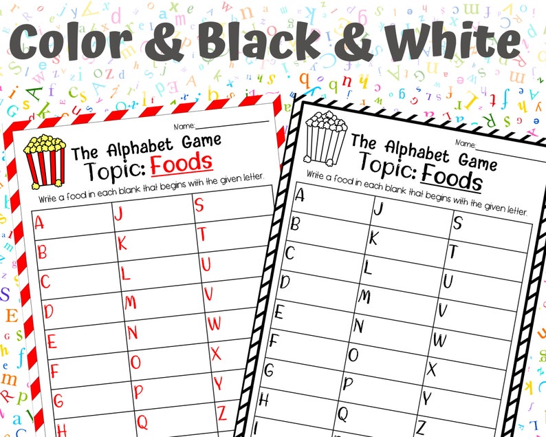 The Alphabet Game: Party Game/ Word Game/ Family Fun/ Scattergories - Etsy