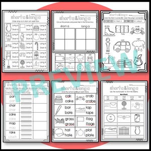 Long A and Short A Worksheets: Cut and Paste Sorts, Cloze, and More ...