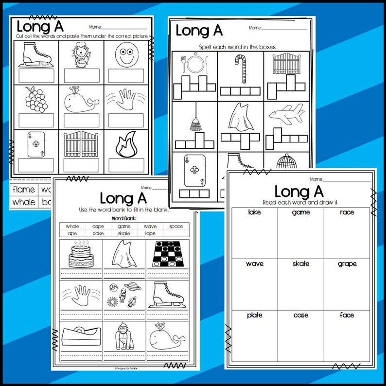 Long A Silent E Worksheets Activities Magic E Sneaky E Phonics Word ...