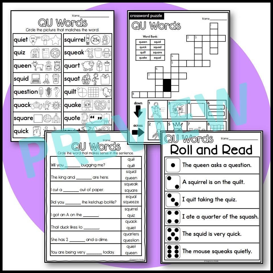 QU Worksheets : Sorts, Matching, Read and Draw, and More Kindergarten ...