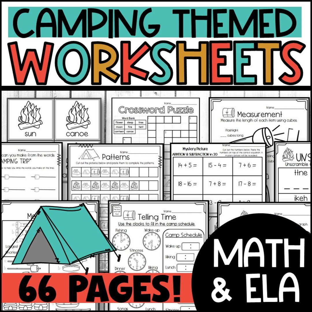 First Grade Camping Math and ELA Worksheets Instant Download ...