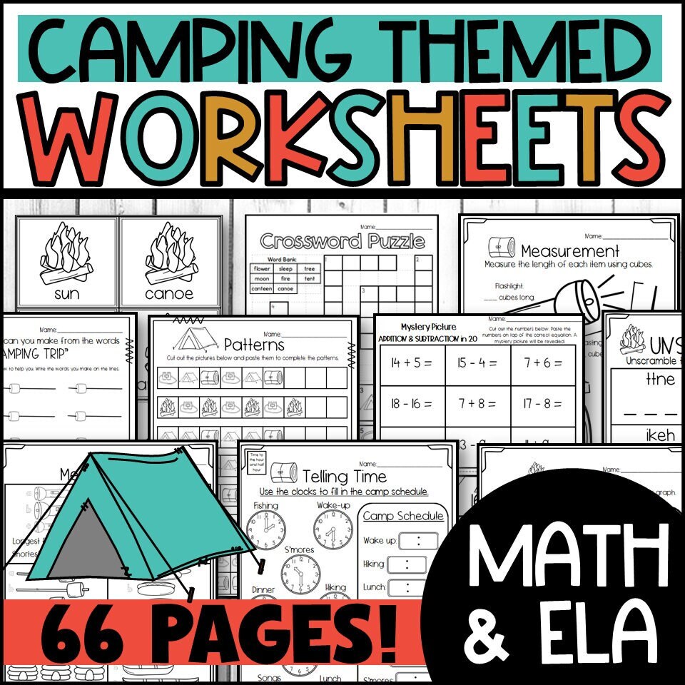 First Grade Camping Math and ELA Worksheets Instant Download ...
