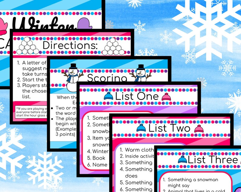 Winter Scattergories / Zoom Game / Google Meet Game / Virtual Winter ...