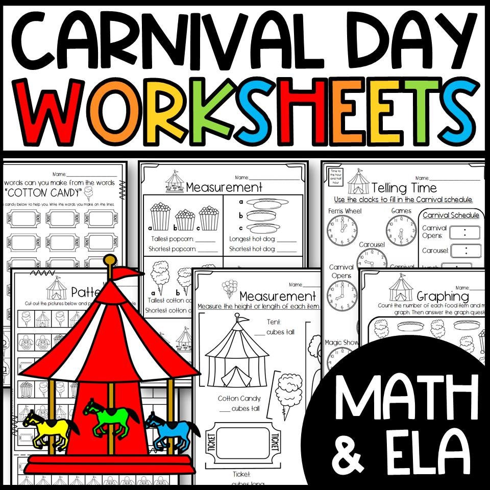 Carnival Day Themed Activities and Worksheets: Back to School Review ...