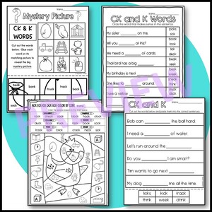 Ending CK and K Worksheets and Sorts, Color by Code, Mystery Pic, Roll ...