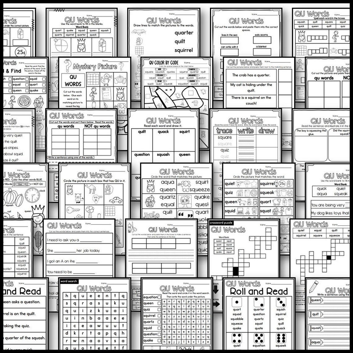 QU Worksheets : Sorts, Matching, Read and Draw, and More Kindergarten ...
