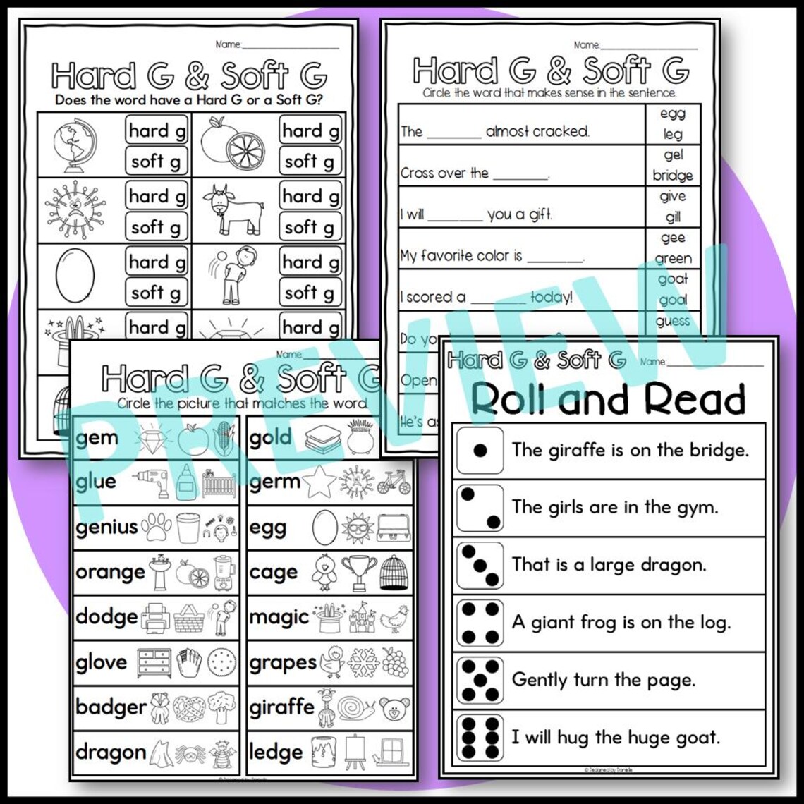 Hard and Soft G Worksheets: Sorts, Cloze, Mystery Picture, Color by ...