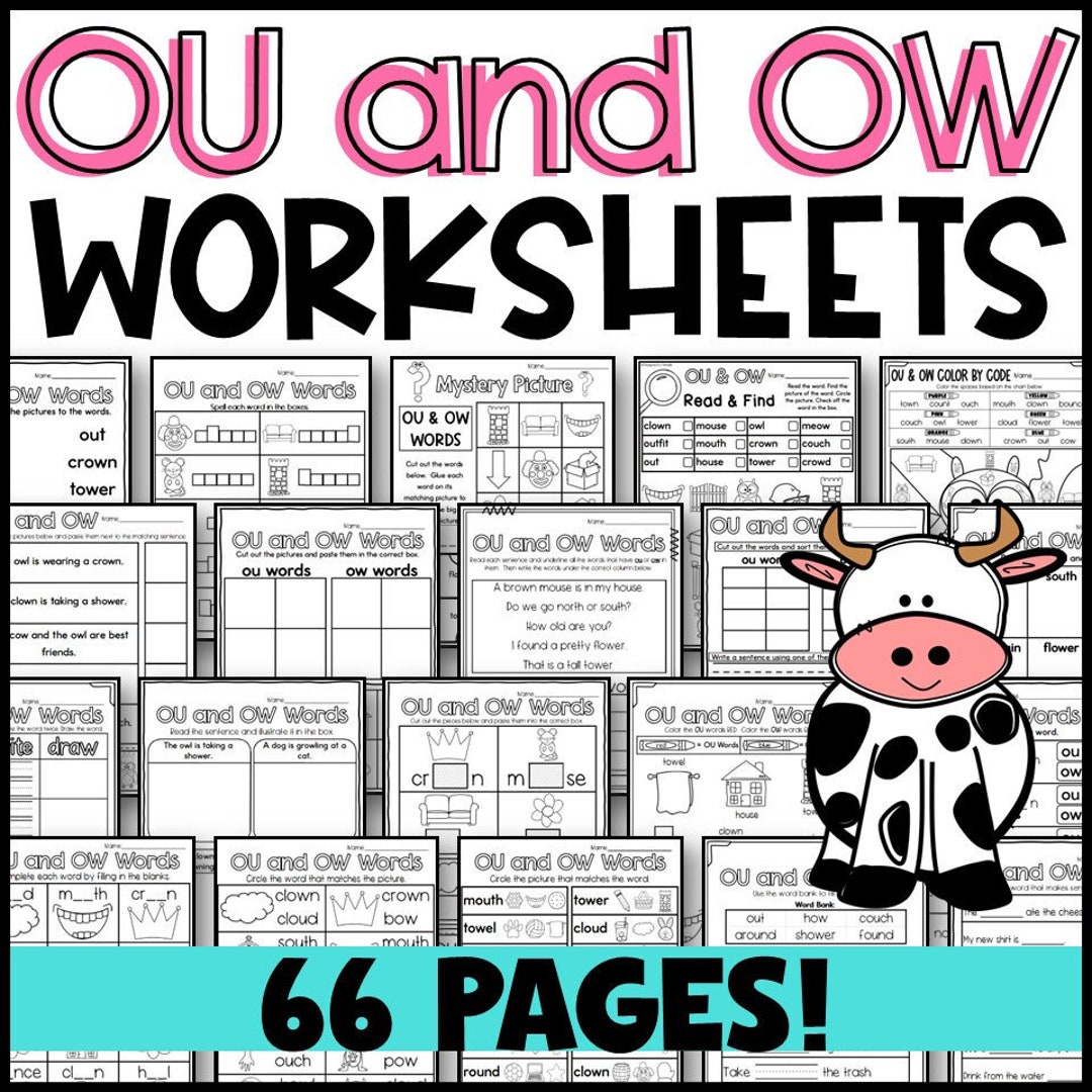 OU and OW Worksheets: Cut and Paste Sorts, Cloze, Read and Draw First ...