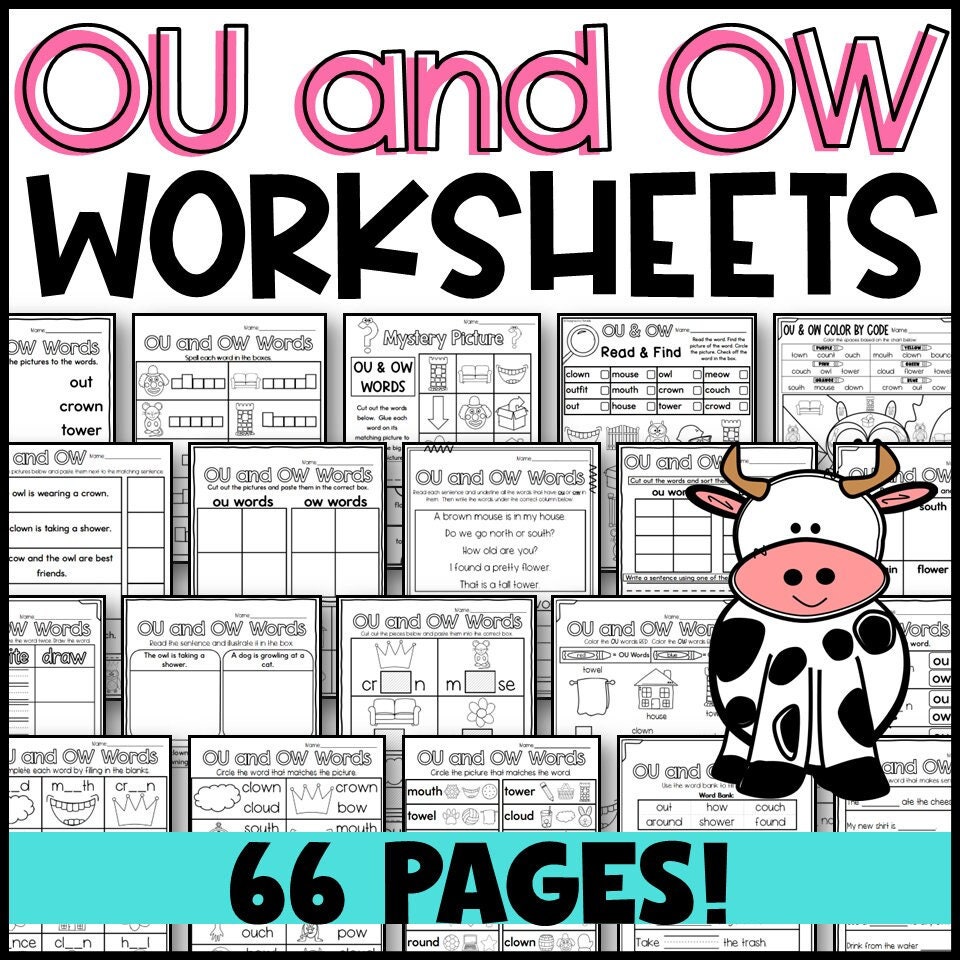 OU and OW Worksheets: Cut and Paste Sorts, Cloze, Read and Draw First ...