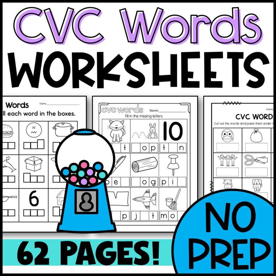 CVC Words Worksheets: Sound Boxes Short Vowels No Prep Short Vowel ...