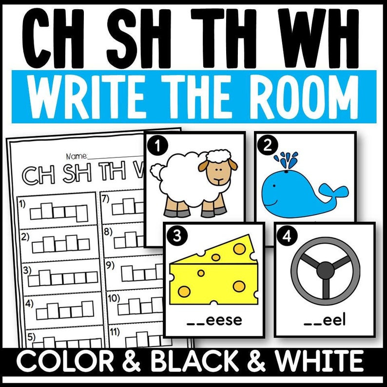 Ch Sh Th & Wh Write the Room: Digraphs Write the Room Task Cards ...