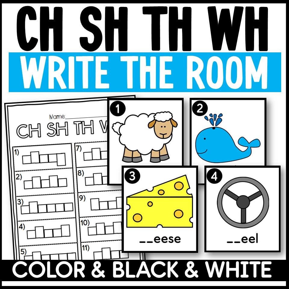 Ch Sh Th & Wh Write the Room: Digraphs Write the Room Task Cards ...