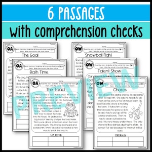 OA and OW Reading Passages: Long O Double Vowels Comprehension ...