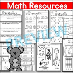Zoo Day Themed Activities and Worksheets: Back to School Review Math ...
