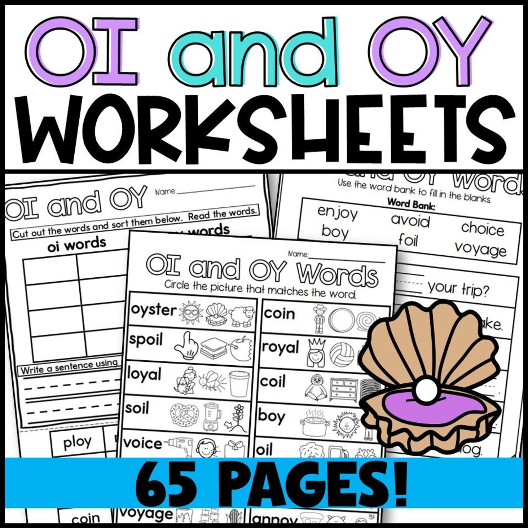 Oy and Oi Worksheets: Diphthongs First Grade Phonics Worksheets Homeschool Instant Download - Etsy