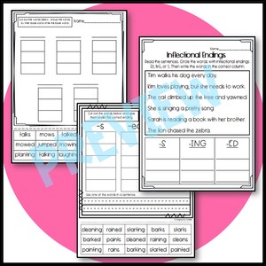 Inflectional Endings Printable Worksheets: ED ING and S Endings First ...