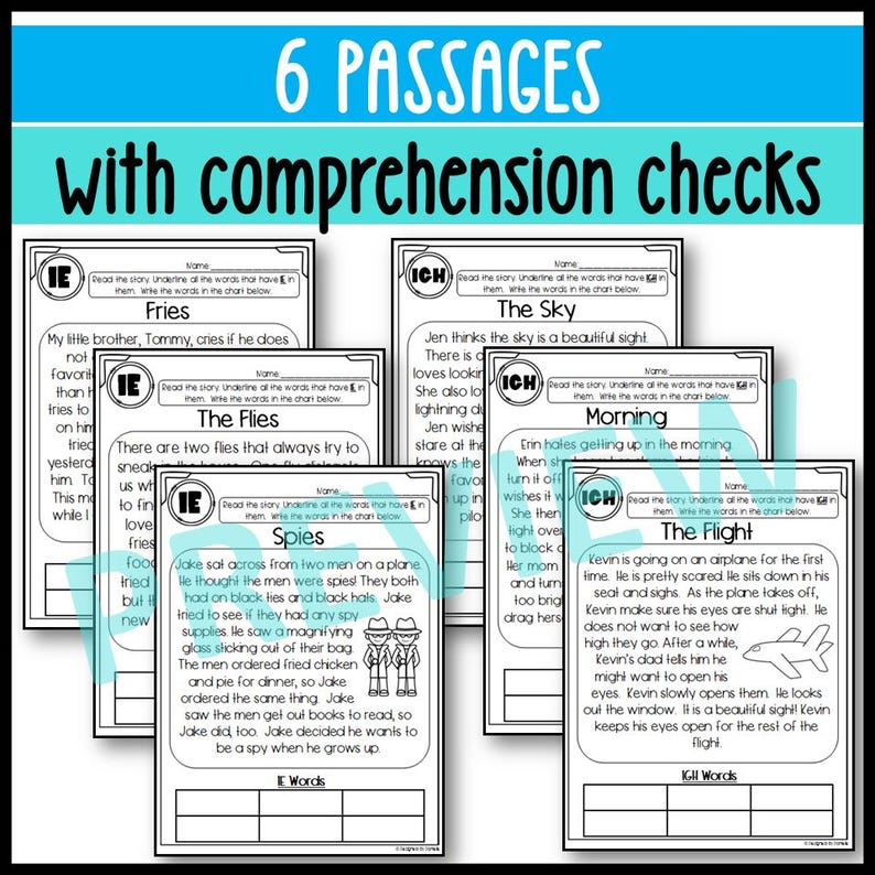 IE and IGH Reading Passages: Long I With Comprehension Questions for ...