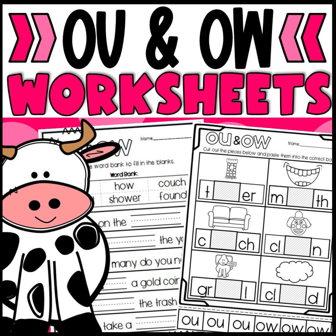 OU and OW Worksheets: Cut and Paste Sorts Cloze Read and - Etsy