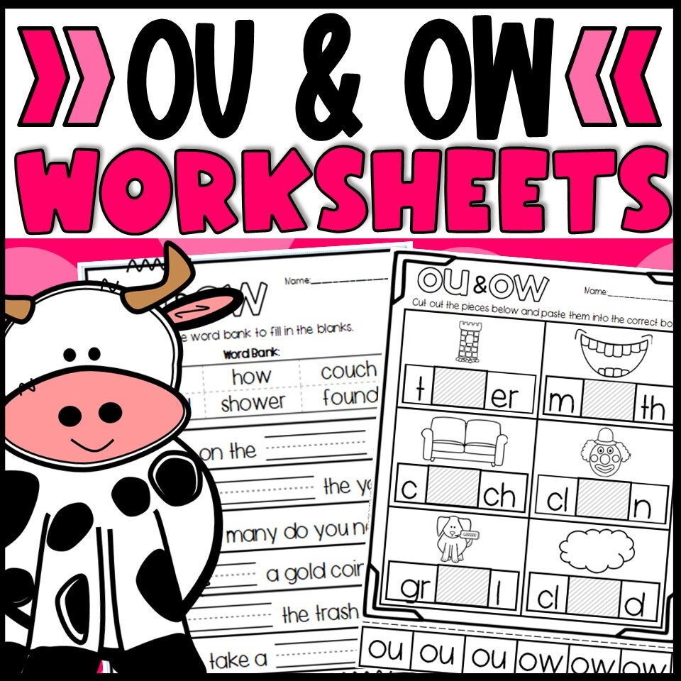 OU and OW Worksheets: Cut and Paste Sorts Cloze Read and - Etsy