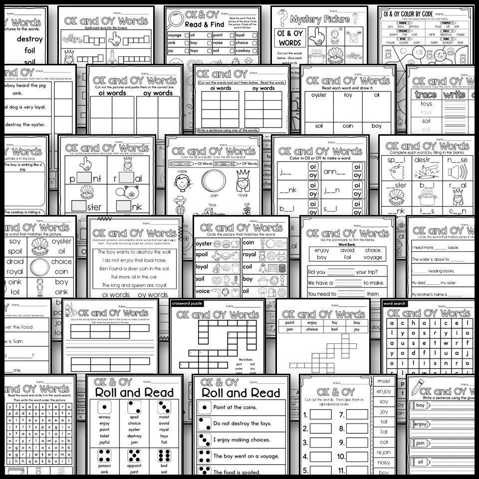 Oy and Oi Worksheets: Diphthongs First Grade Phonics Worksheets ...